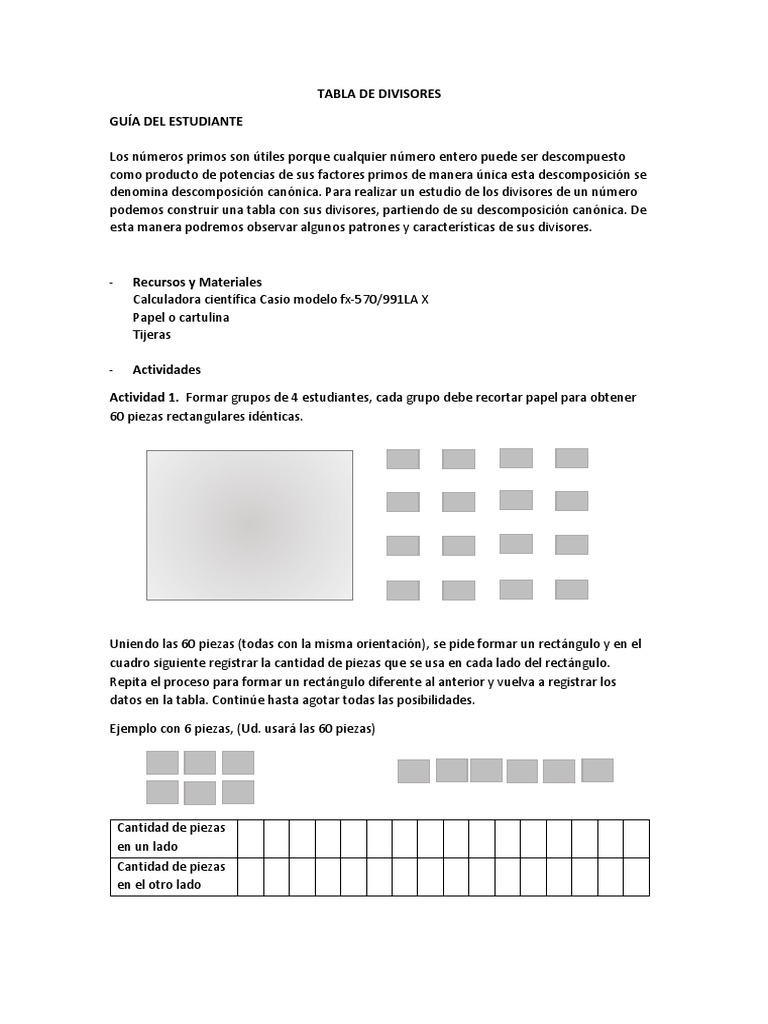 Tabla de Divisores | PDF