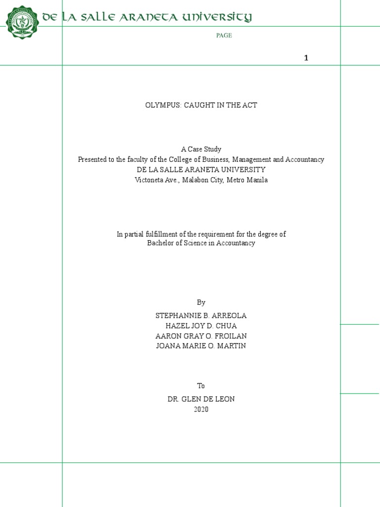Olympus Scandal: A Case Study Analysis | PDF | Finance & Money Management