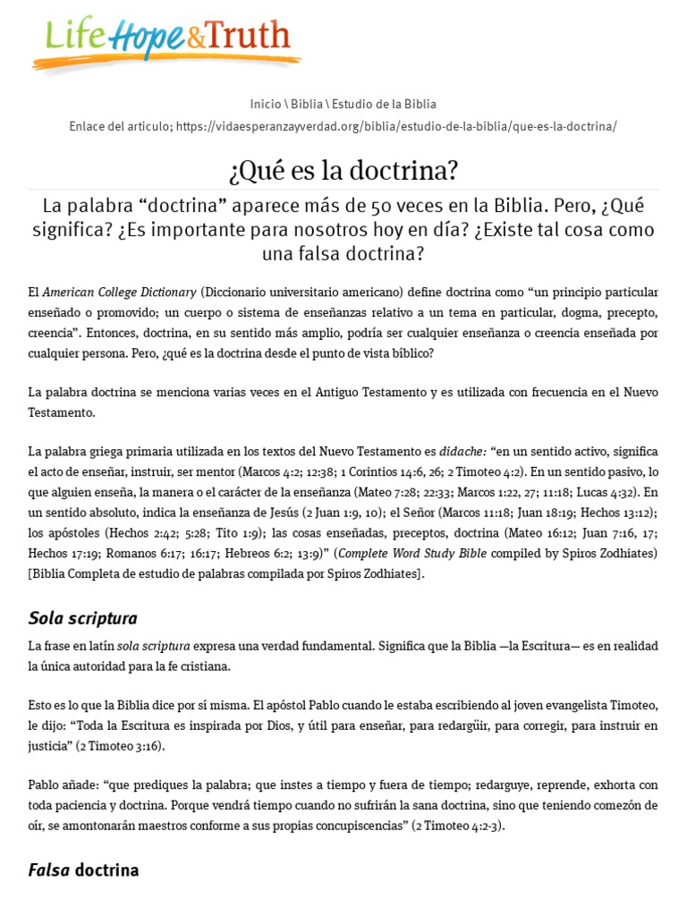 ¿Qué Es La Doctrina - Vida, Esperanza y Verdad | PDF | Religión y ...
