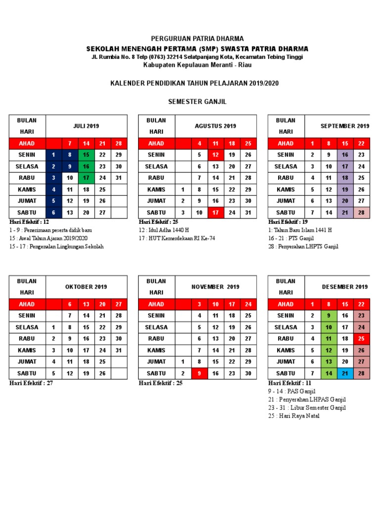 Kalender Pendidikan PD 1920 | PDF
