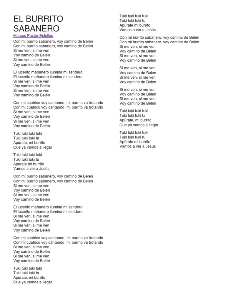 Mi Burrito Sabanero: Letra y Canción | PDF | Salud y bienestar