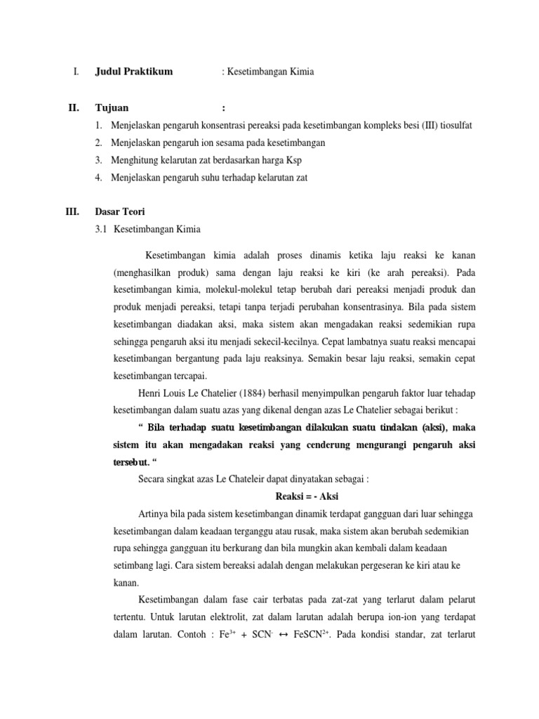 Laporan Kesetimbangan Kimia | PDF