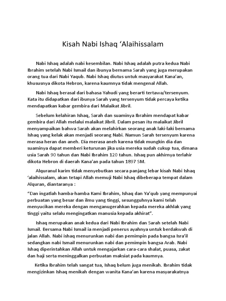 Kisah Nabi Ishaq | PDF