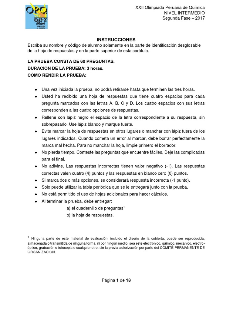 2017 OPQ Fase 2 Intermedio Final | PDF