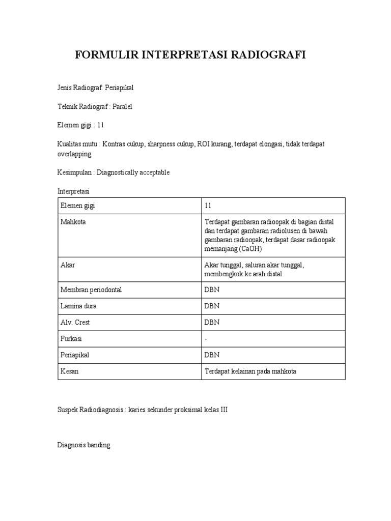 Radiografi Gigi 11: Karies Sekunder Proksimal Kelas III | PDF
