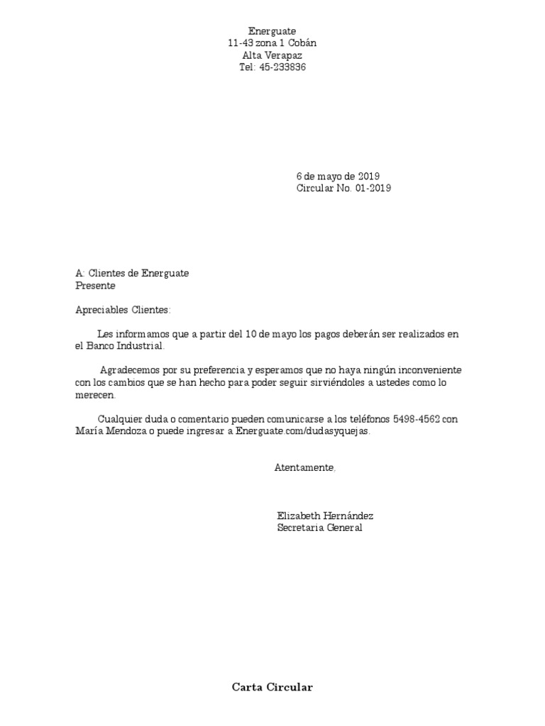 Carta Circular | PDF