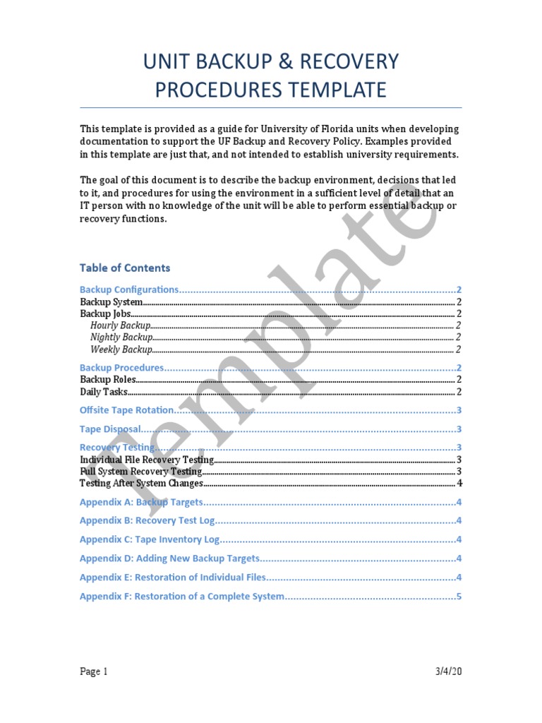 Unit Backup & Recovery Procedures Guide | PDF | Computers | Technology ...