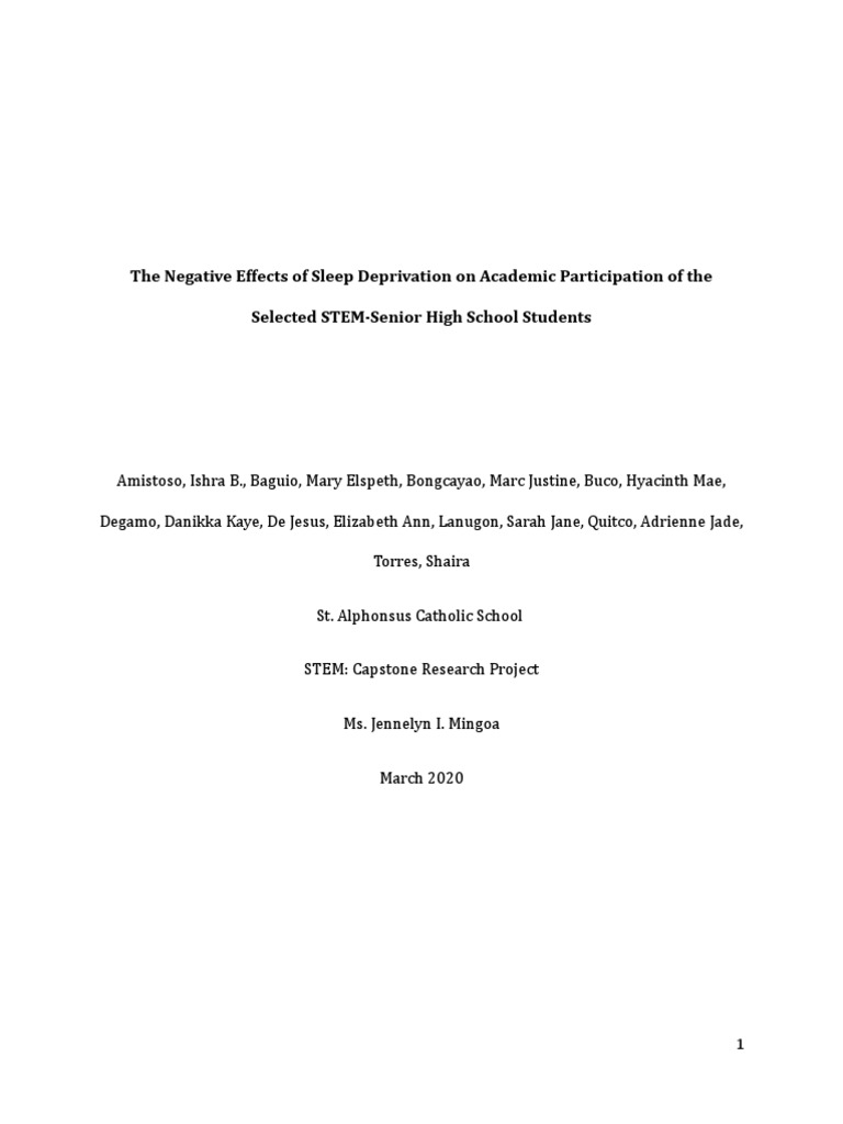 Final Sleep Deprivation Final Research Paper2 | PDF