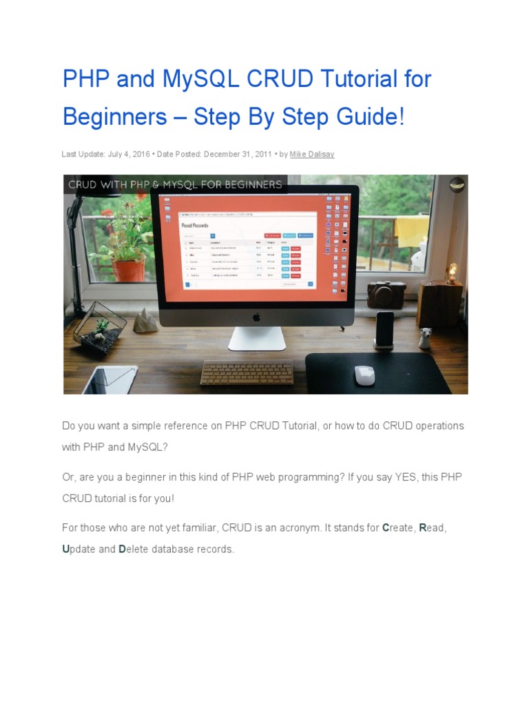 PHP and Mysql Crud Tutorial For Beginners Step by Step Guide PDF | PDF PHP and Mysql Crud Tutorial For Beginners Step by Step Guide PDF | PDF