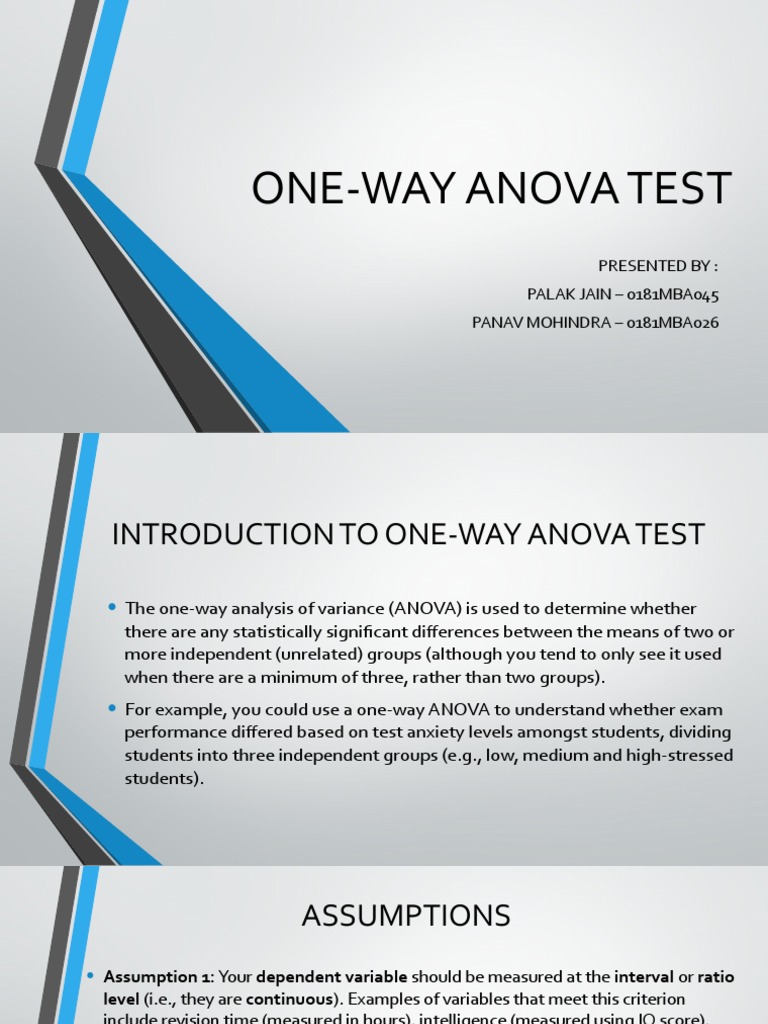 One-Way ANOVA Test Overview | PDF | Career & Growth