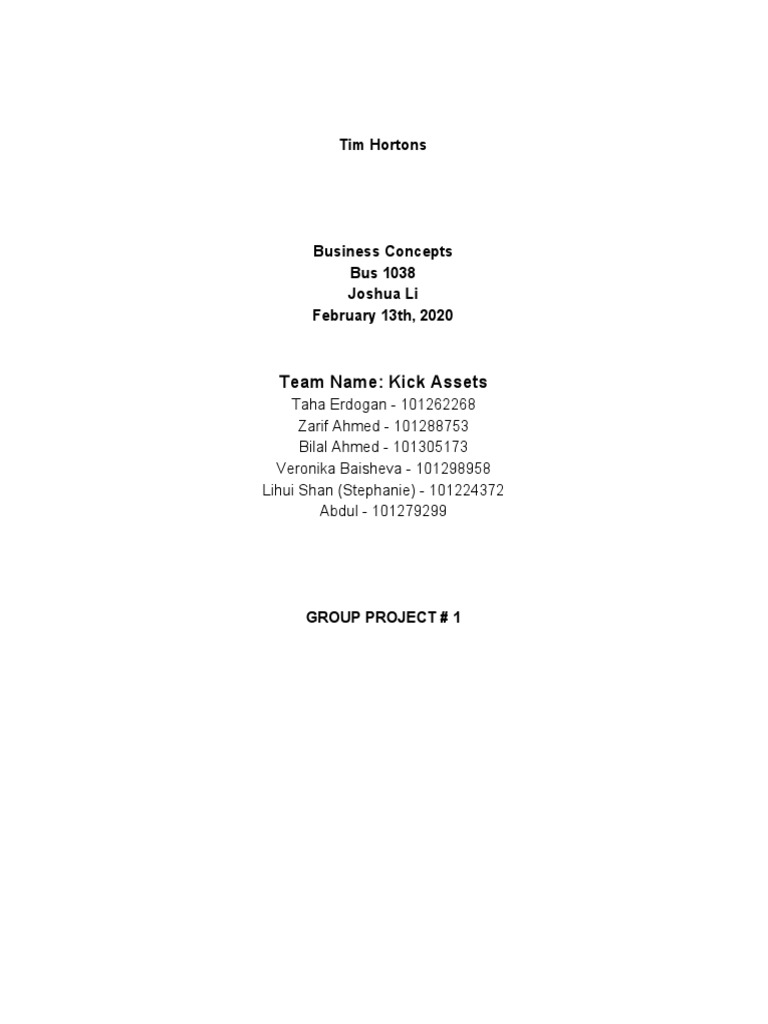 Tim Hortons Analysis | PDF