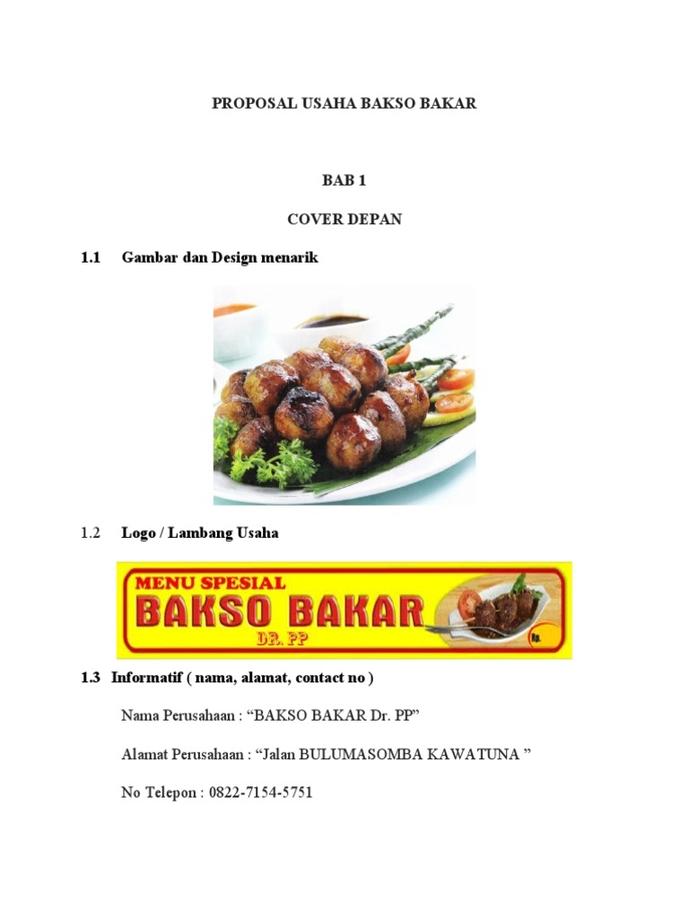 Proposal Usaha Bakso Bakar | PDF