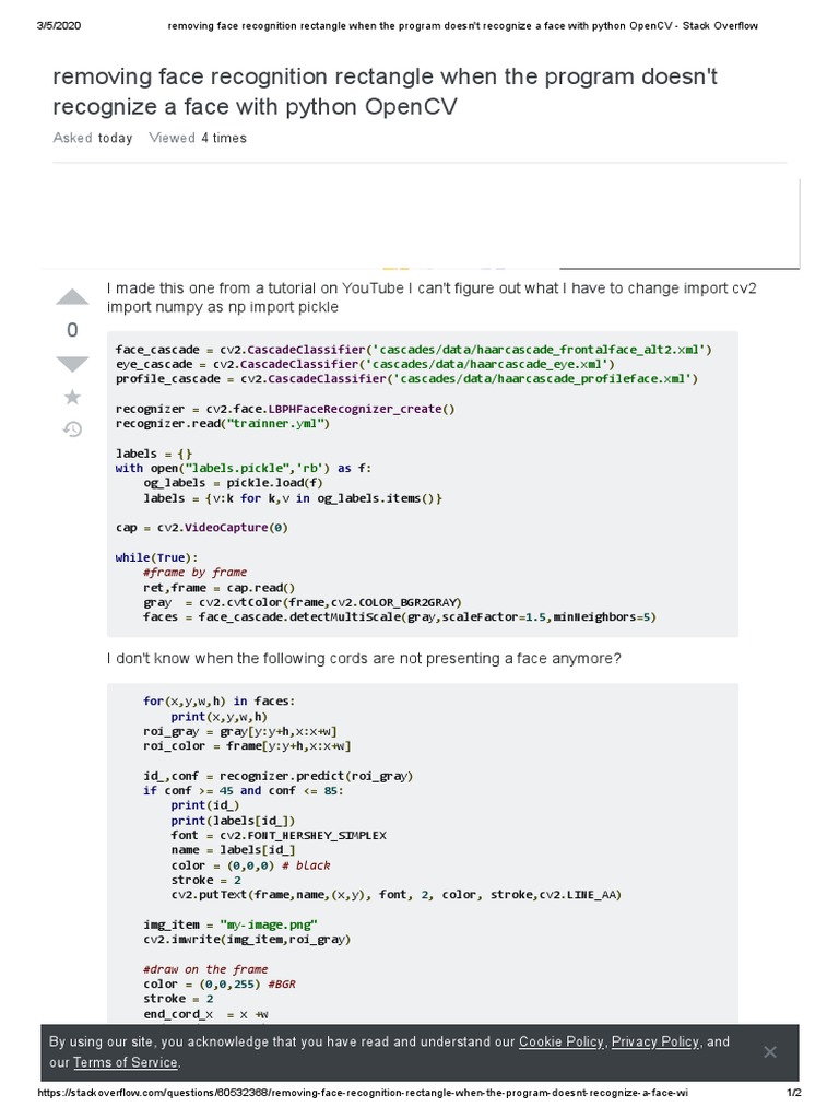 Removing Face Recognition Rectangle When The Program Doesn't Recognize A Face With Python OpenCV ...
