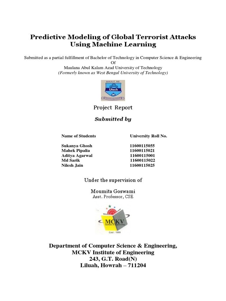 Einal - Report On Predictive Modeling of Global Terrorist Attacks Using Machine Learning PDF | PDF