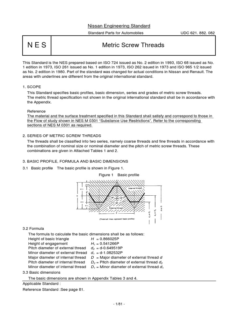 NES D1402 - 2001-N1 Threads | PDF