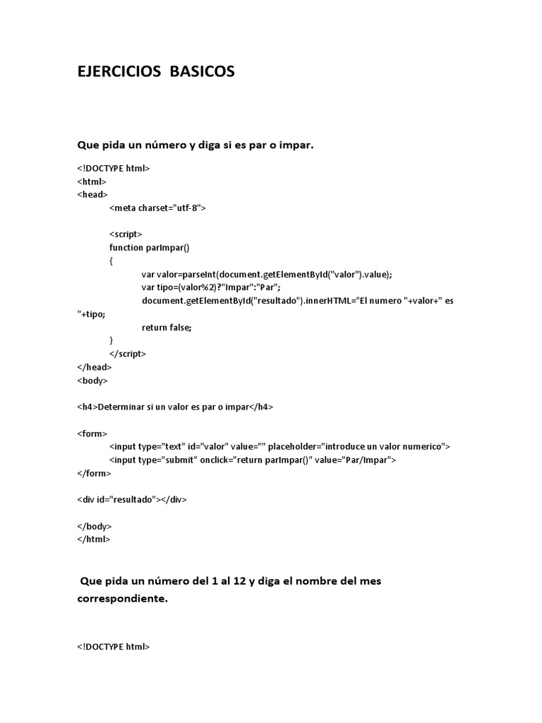 EJERCICIOS BASICOS Js | PDF | Teoría de los números | Matemáticas discretas