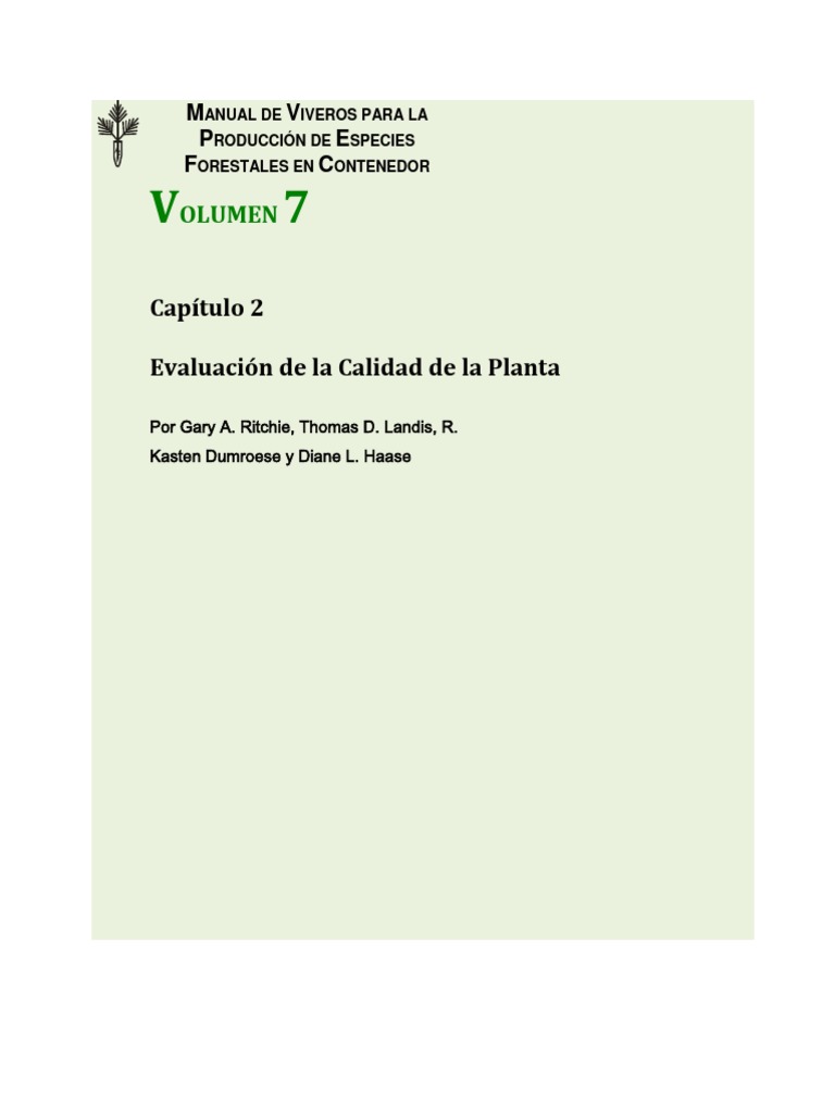 02 Capitulo 2 Evaluacion de La Calidad de La Planta Final PHP PDF | PDF | Tallo de la planta ...