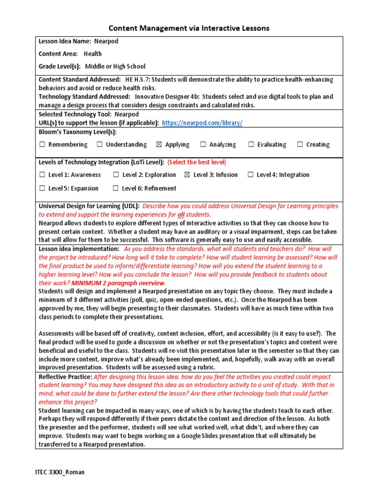 Nearpod Lesson Plan | PDF | Learning | Behavior Modification