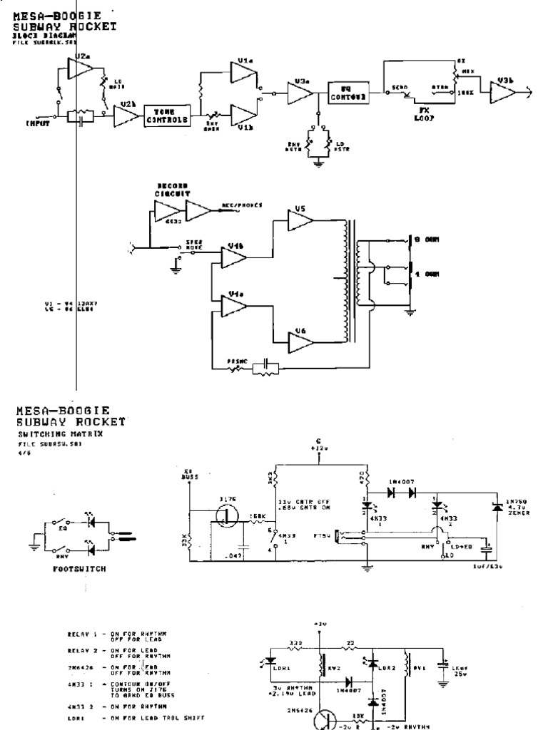 Mesa Boogie Subway Rocket Amplifier Schematic | PDF