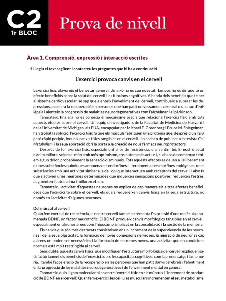 Prova de Nivell C2 PDF | PDF