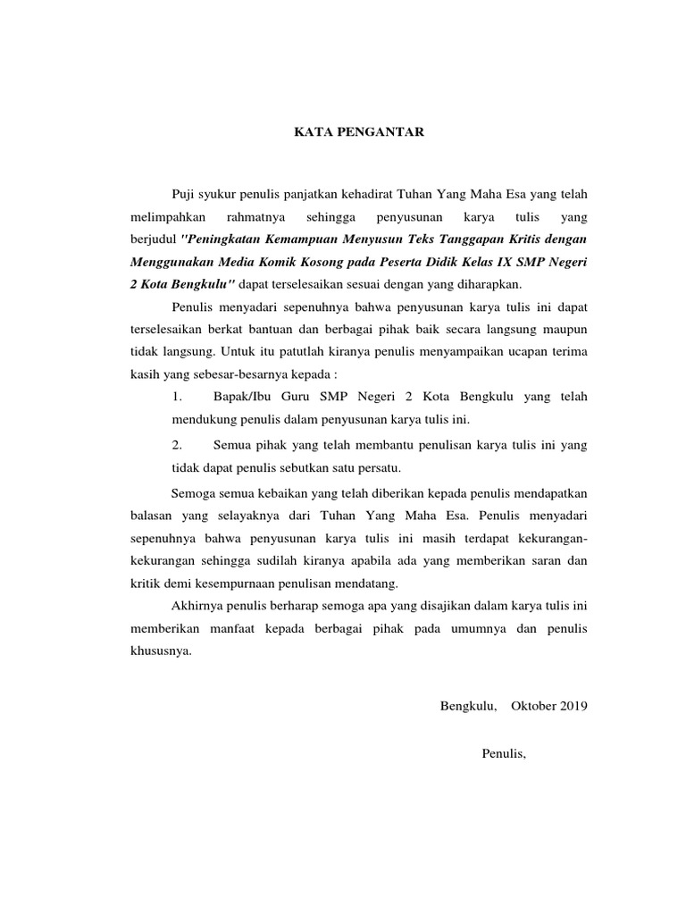Contoh KATA PENGANTAR PTK | PDF