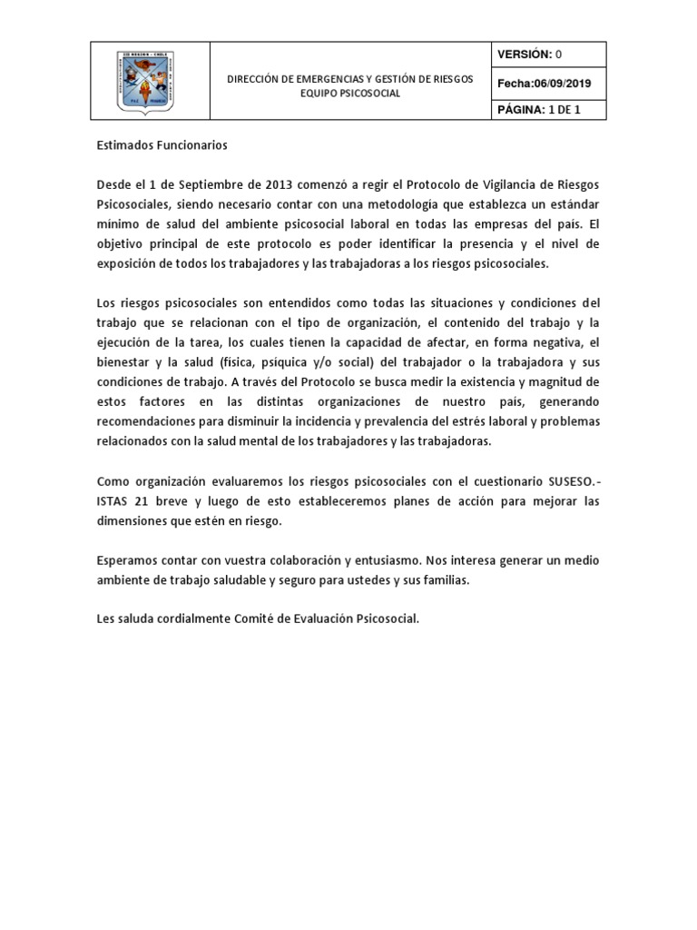 Carta Informativa para Funcionarios | PDF