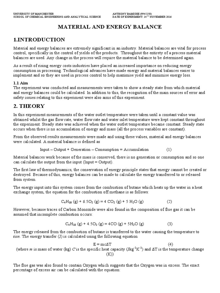 Material and Energy Balance 1 | PDF | Combustion | Mole (Unit)