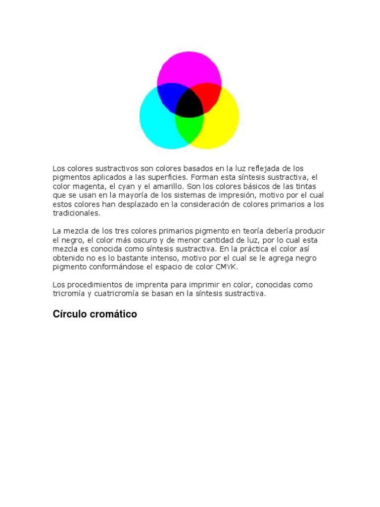 Los Colores Sustractivos Son Colores Basados en La Luz Reflejada de Los ...