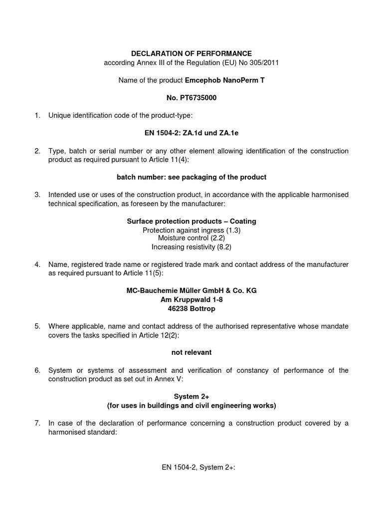 Emcephob NanoPerm T-EN | PDF