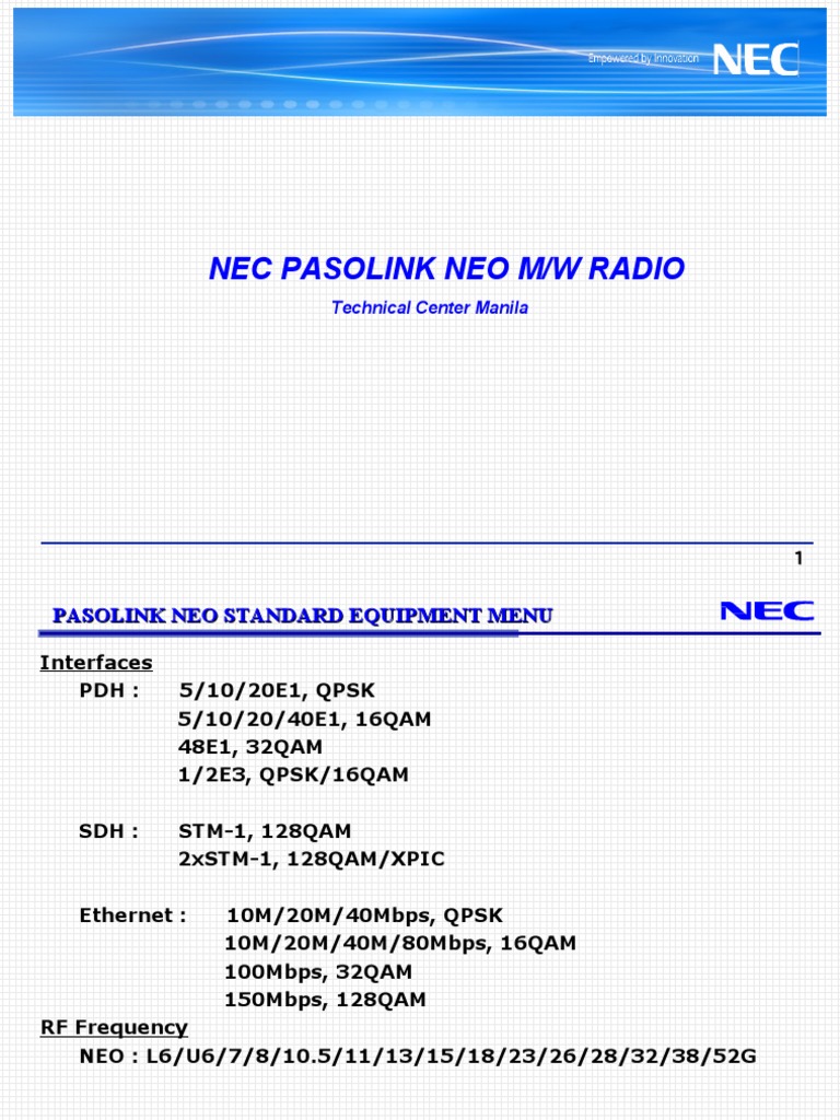 1.) Pasolink Neo Standard (Lecture) | PDF | Ethernet | Computer Data