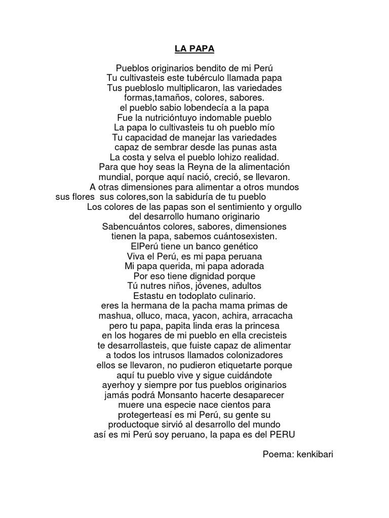 LA PAPA-Poema | PDF