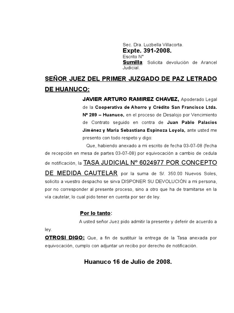 Devolucion de Tasa Judicial | PDF | Derecho