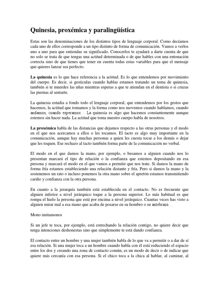 Proxemica - Quinesica - Paralinguistica | PDF