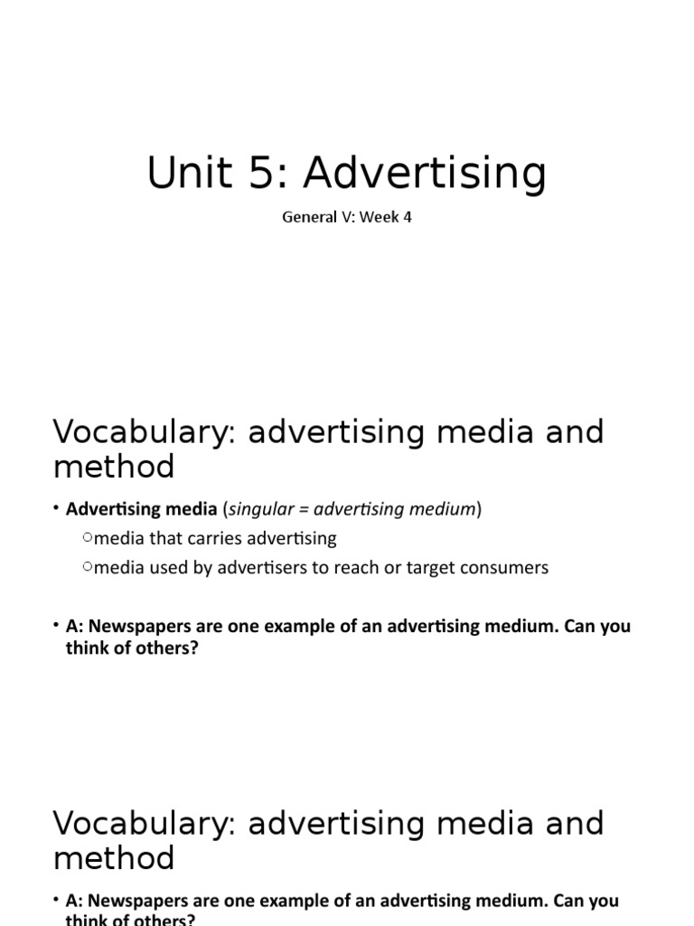 Unit 5 Advertising | PDF