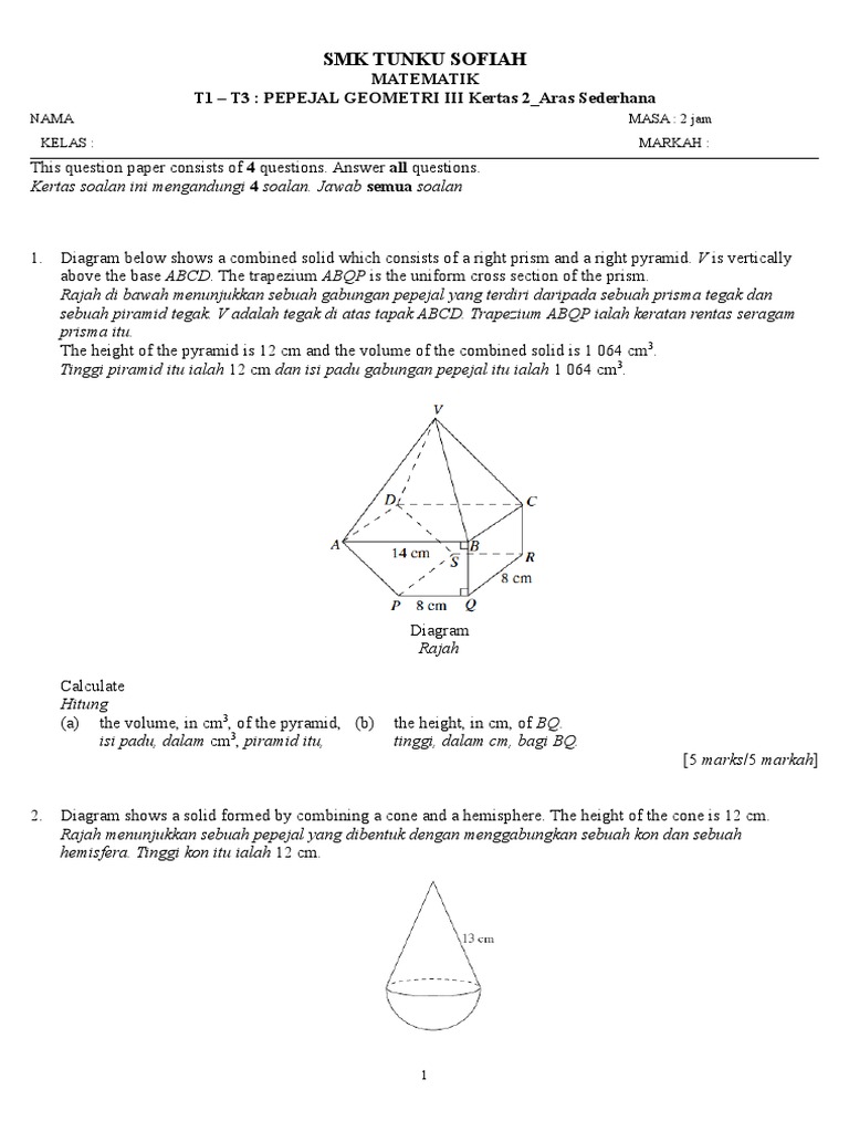 Pepejal Geometri Sederhana 1 | PDF