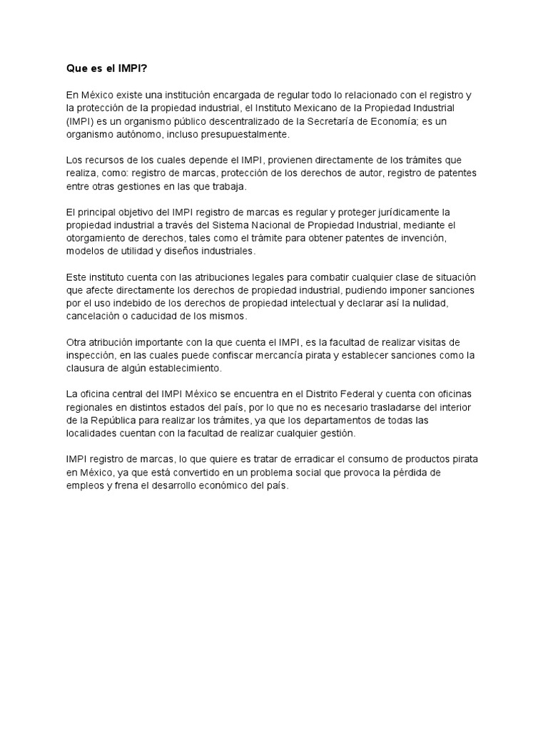 Que Es El IMPI | PDF | Negocios
