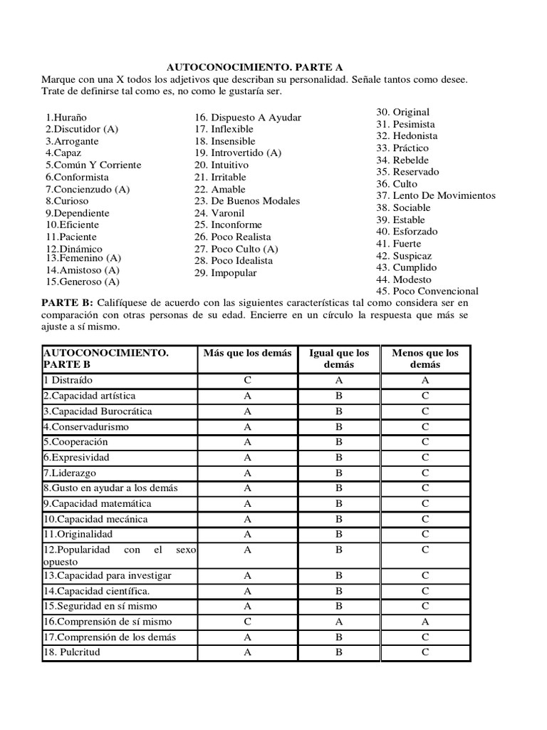 Test de Holland Inventario de Preferencias Vocacionales | PDF