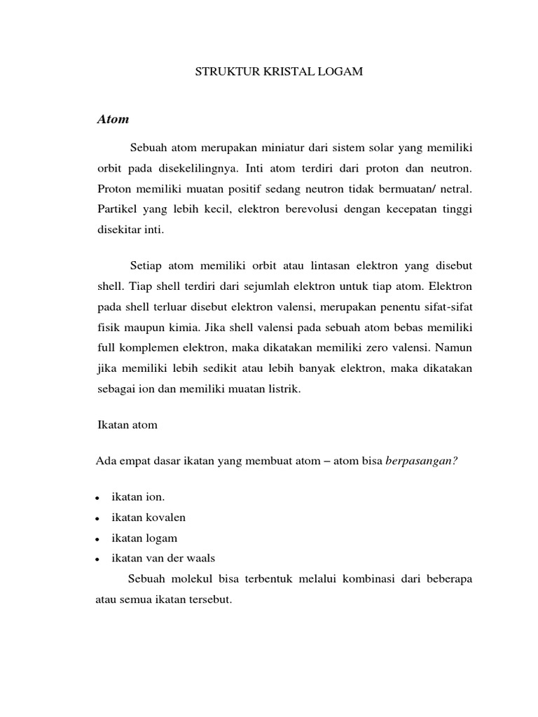 Struktur Kristal Logam | PDF