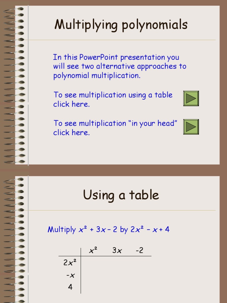 Multiplying Polynomials | PDF | Teaching Methods & Materials