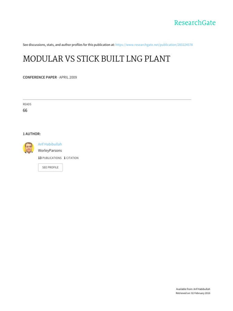 Modular VS Stick Built LNG Plant PDF | PDF
