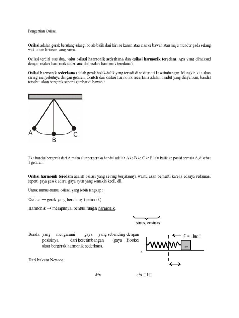 Pengertian dan Jenis Osilasi Harmonik | PDF