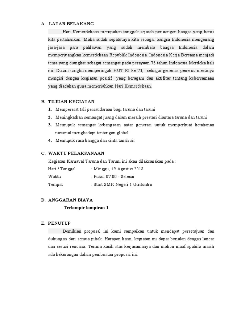 Proposal Karnaval Tav | PDF
