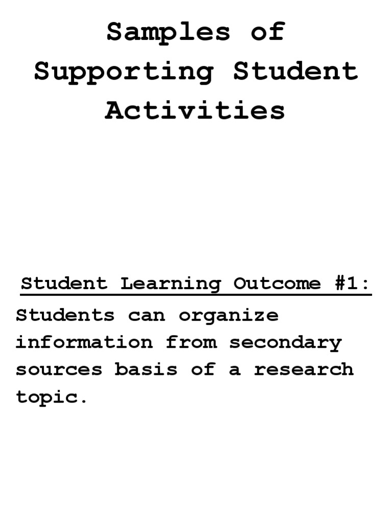 Samples of Supporting Student Activities | PDF