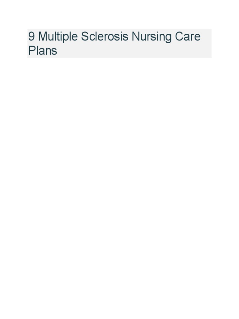 MS Nursing Care Plans Guide | PDF