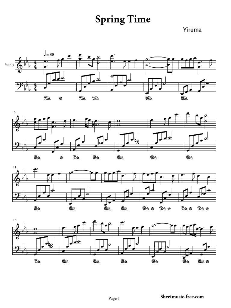 Partitura de "Spring Time" de Yiruma | PDF