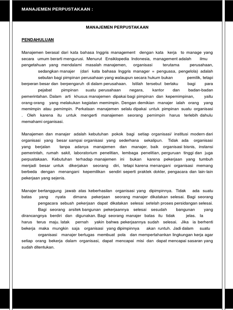 Manajemen Perpustakaan Efektif | PDF | Karier & Perkembangan