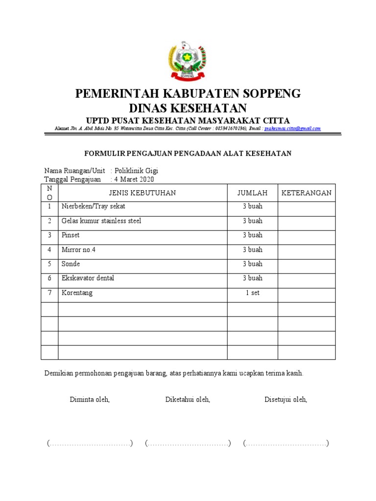 Formulir Pengajuan Pengadaan Barang Dan BHP | PDF
