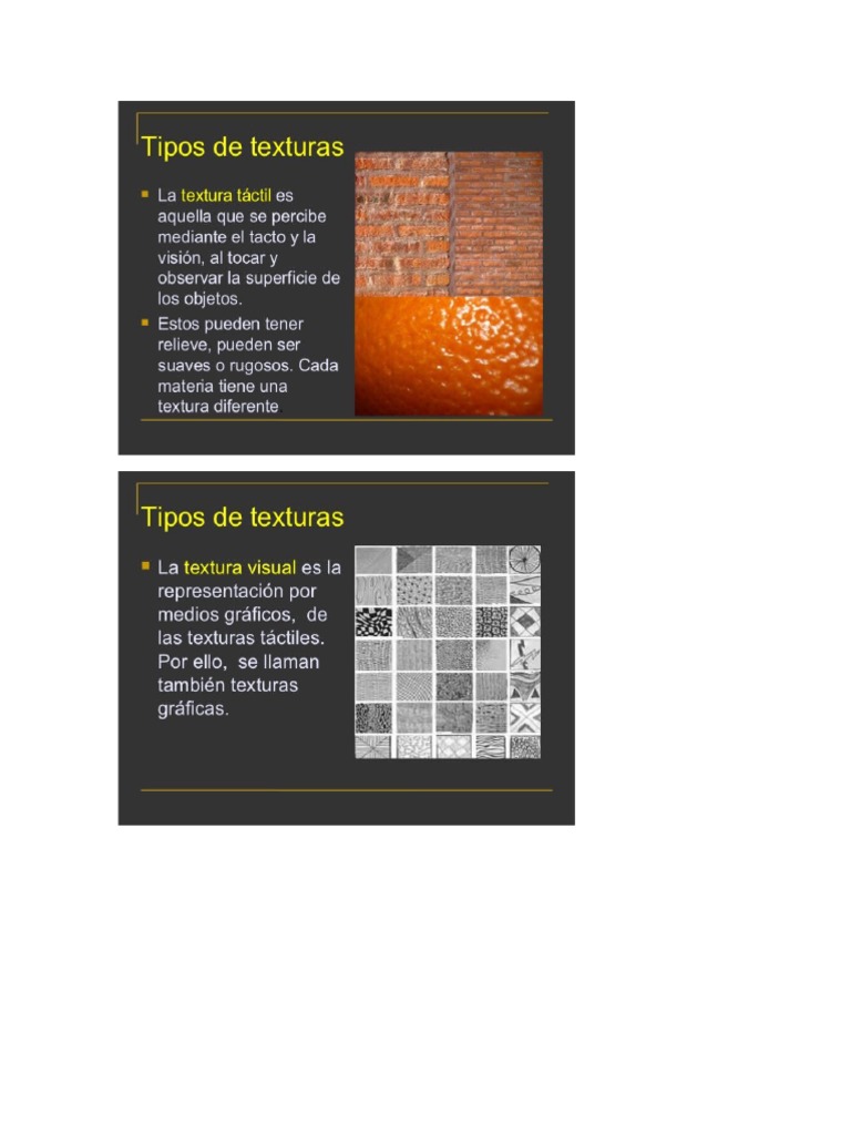 Tipos de Texturas: Táctil y Visual | PDF