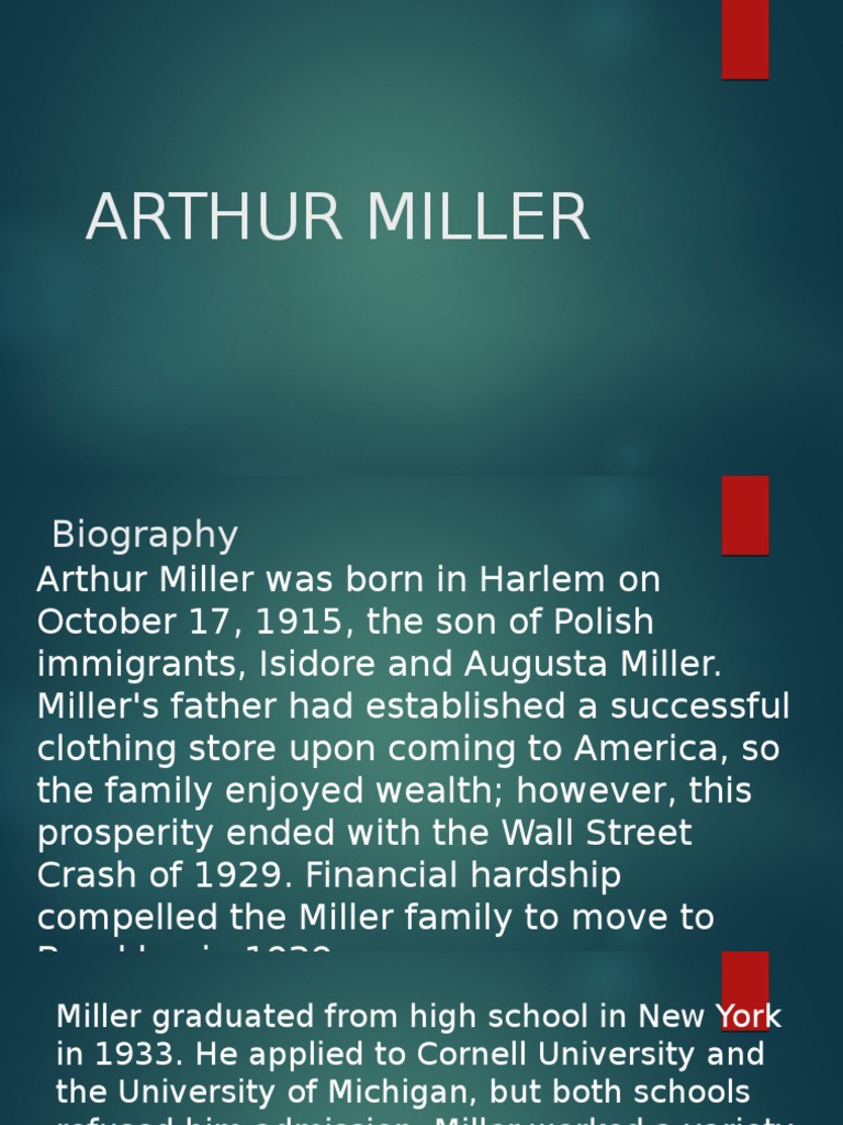 ARTHUR MILLER-Biography | PDF