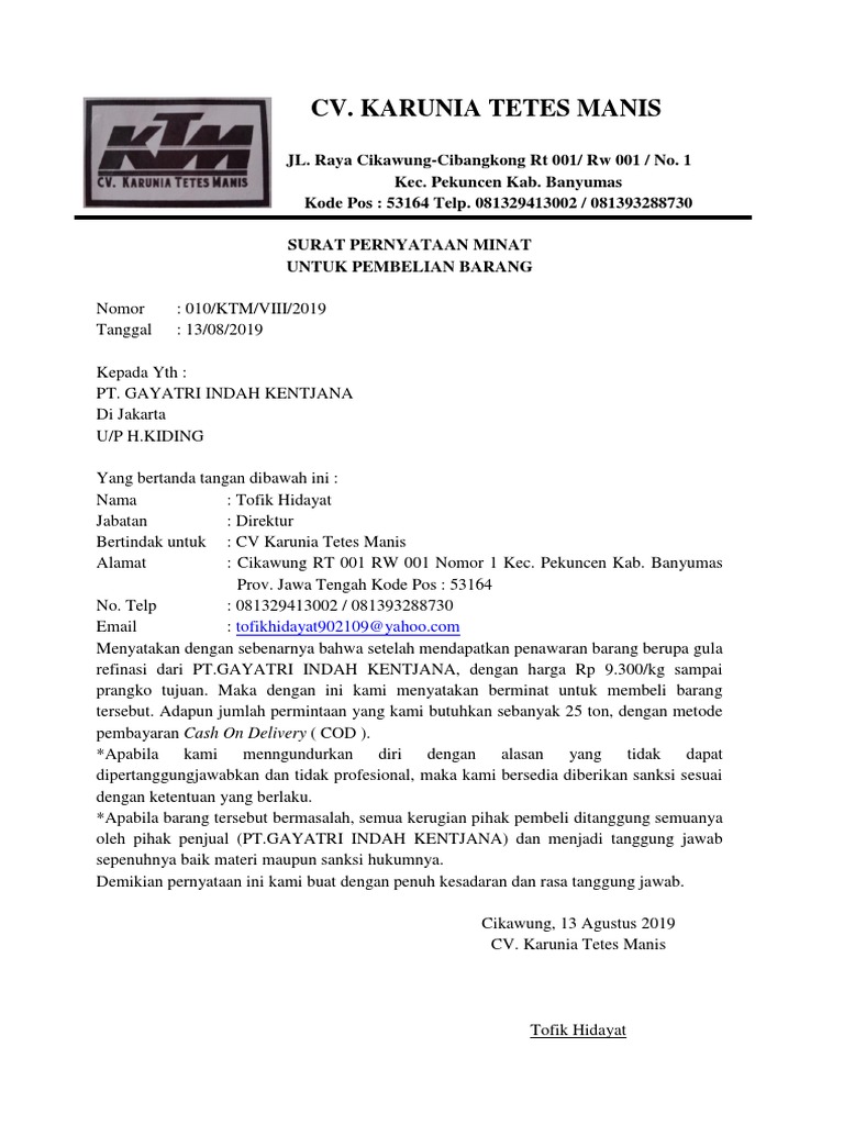Surat Minat | PDF